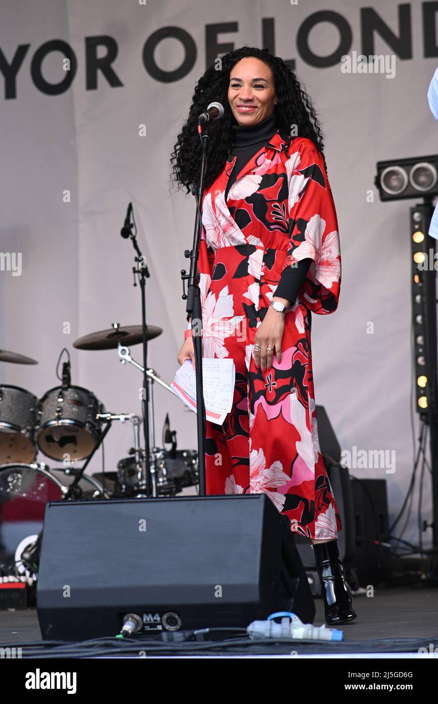 Presenter Michelle Ackerley at London’s St George’s Day celebrations in ...