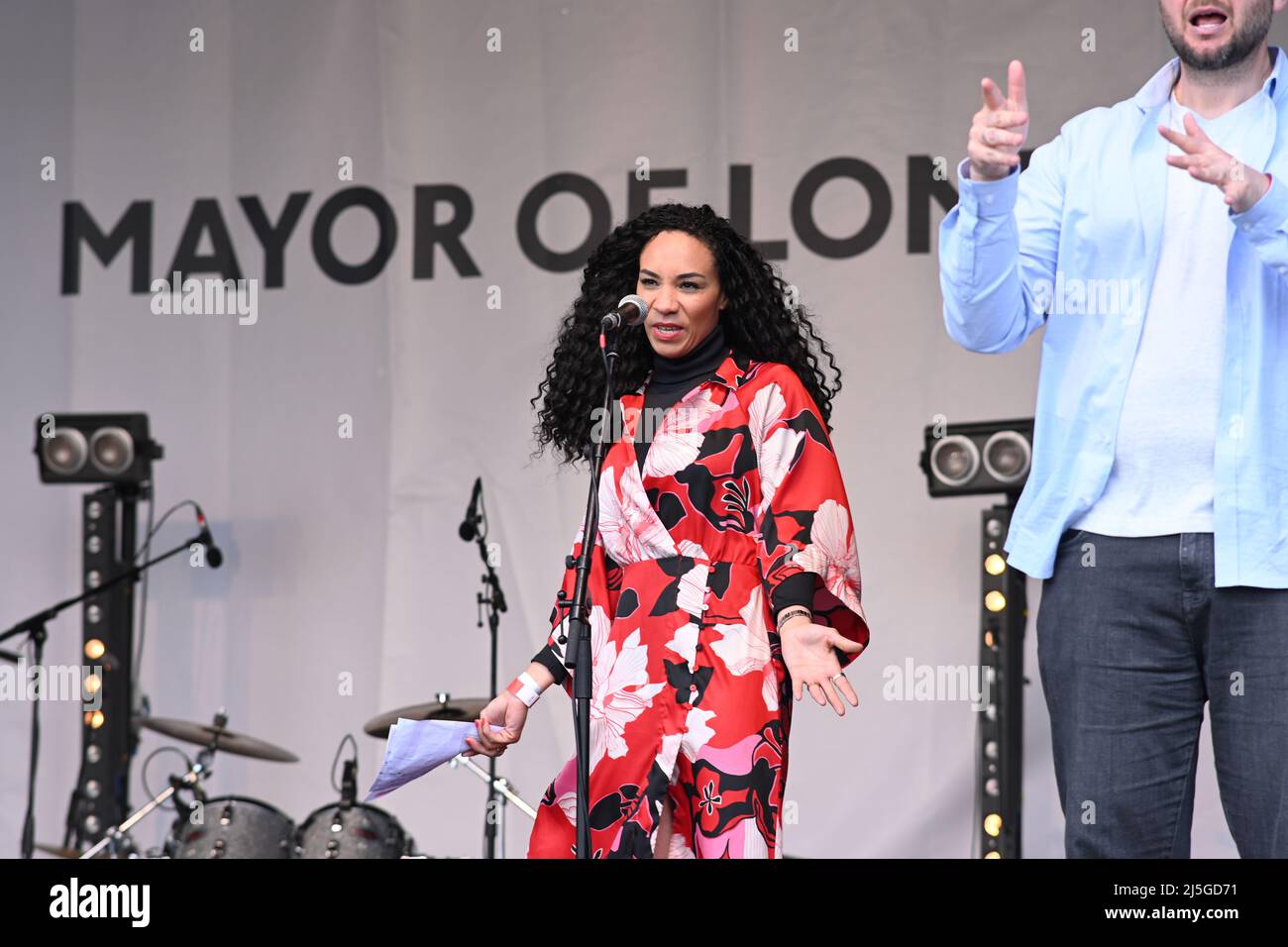 Presenter Michelle Ackerley at London’s St George’s Day celebrations in ...