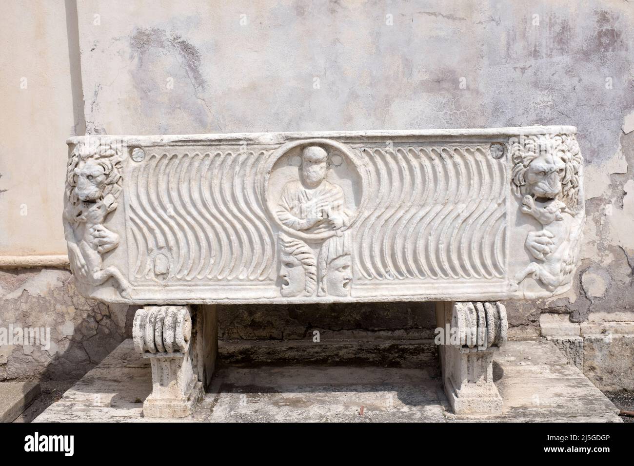 Carved Stonework Sarcophagus outside the Borghese Gallery Villa ...