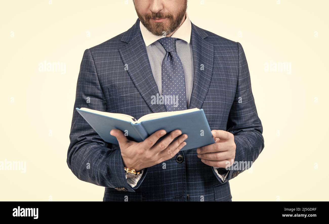 successful ceo reading schedule. cropped man planning his work. boss ...