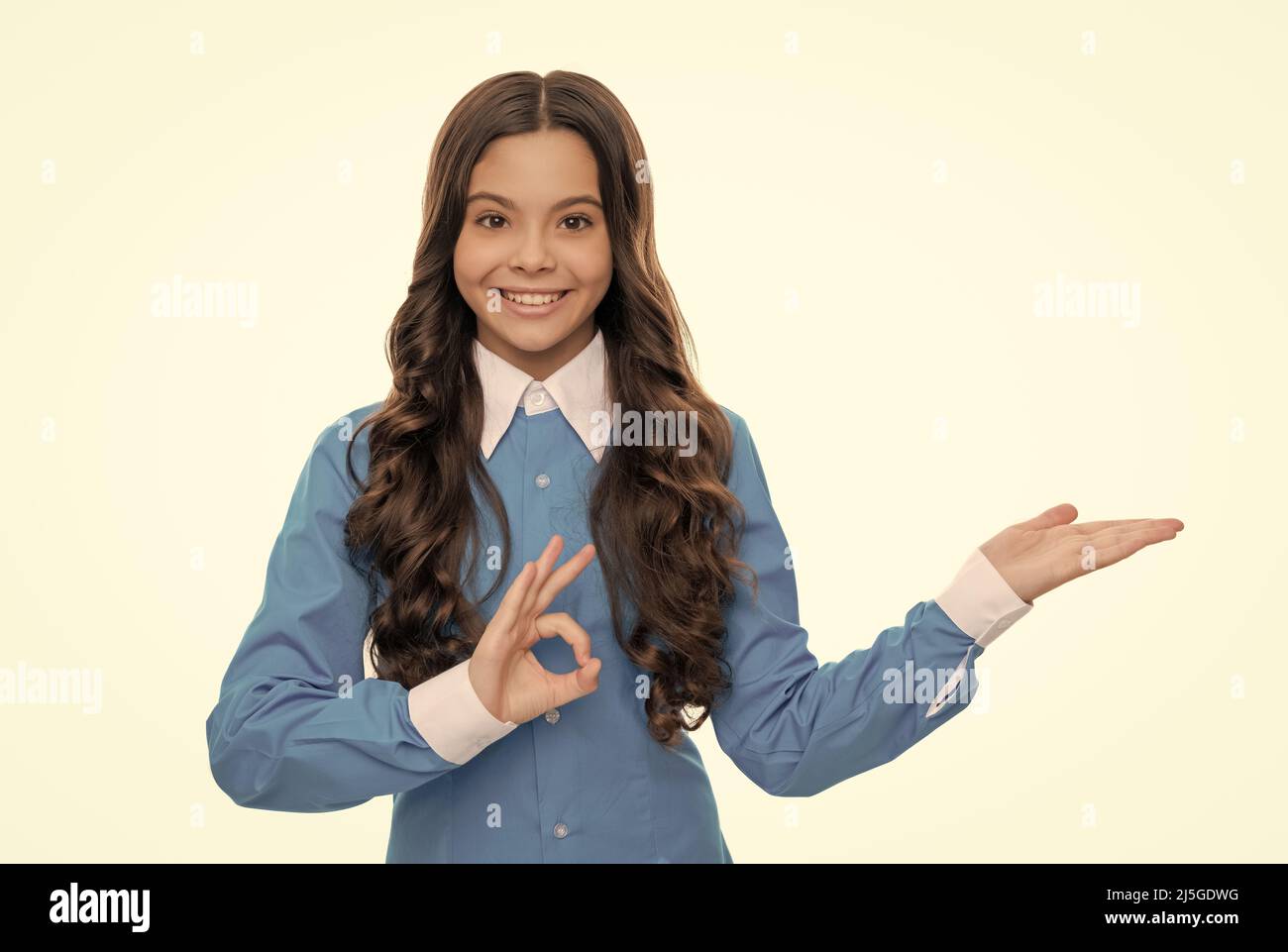 pretty look of young girl. portrait of happy child isolate on white ...
