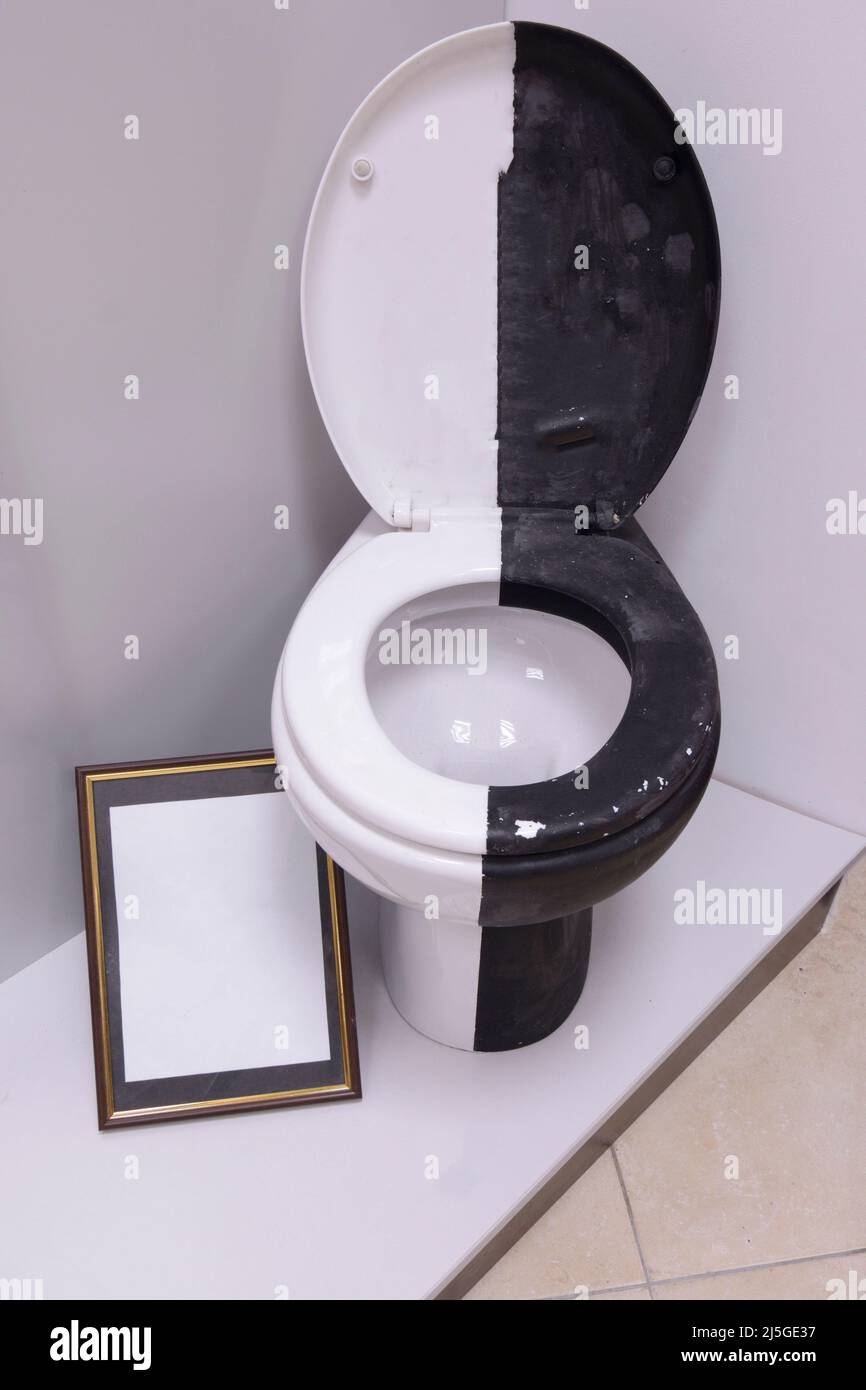 Modern bowl of a toilet typical for Ukrainian houses Stock Photo - Alamy