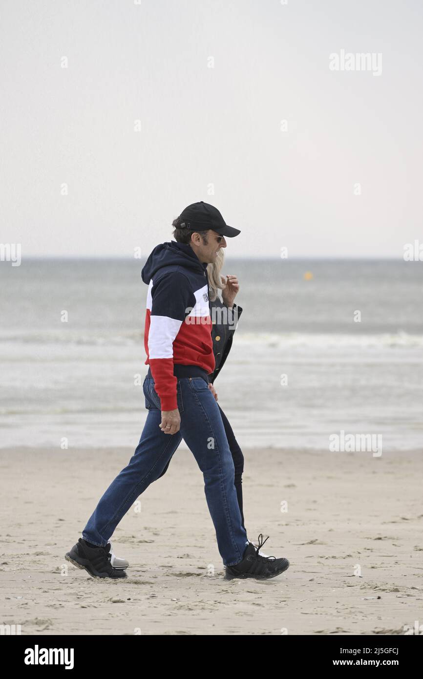 French President Emmanuel Macron and wife Brigitte Macron walking on ...