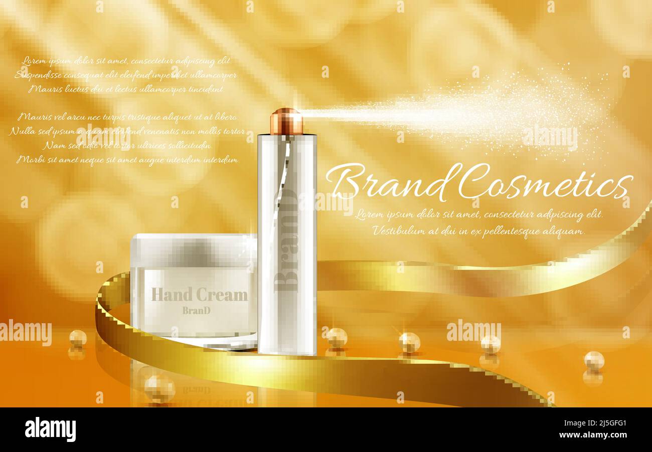 Vector promotion banner with glass jar and spray bottle for cosmetic ...