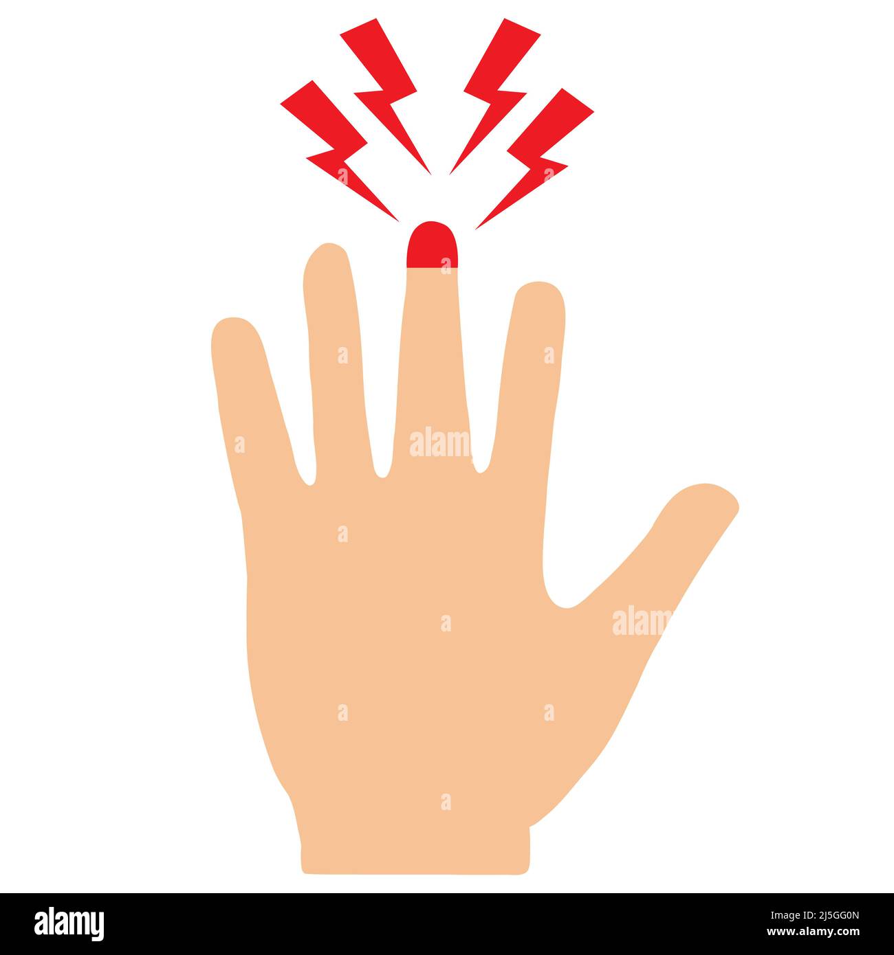 finger pain icon on white background. body pain concept. Injured finger ...