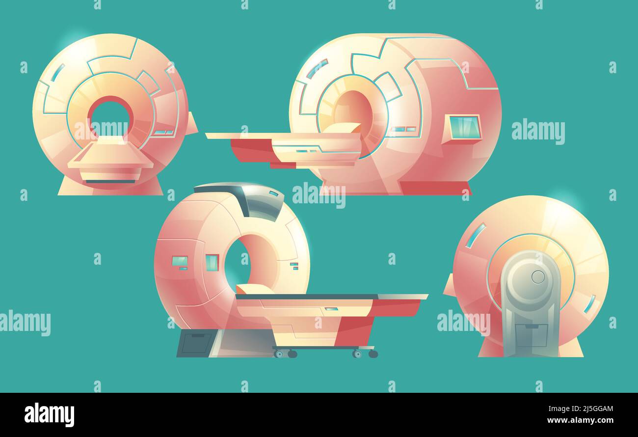 Vector cartoon MRI scanner for tomography, medical examination ...