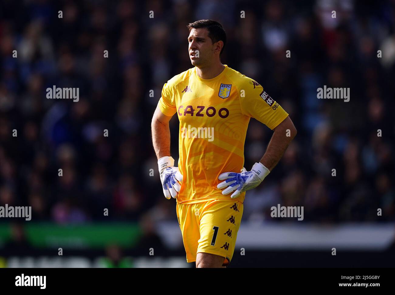 Aston Villa goalkeeper Emiliano Martinez during the Premier League ...