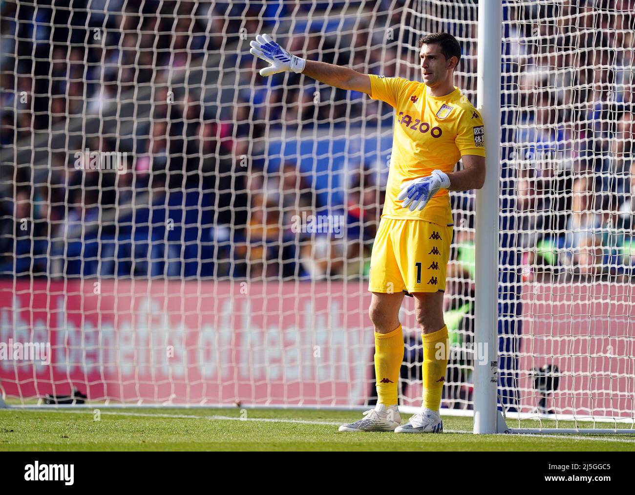 Aston Villa goalkeeper Emiliano Martinez during the Premier League ...