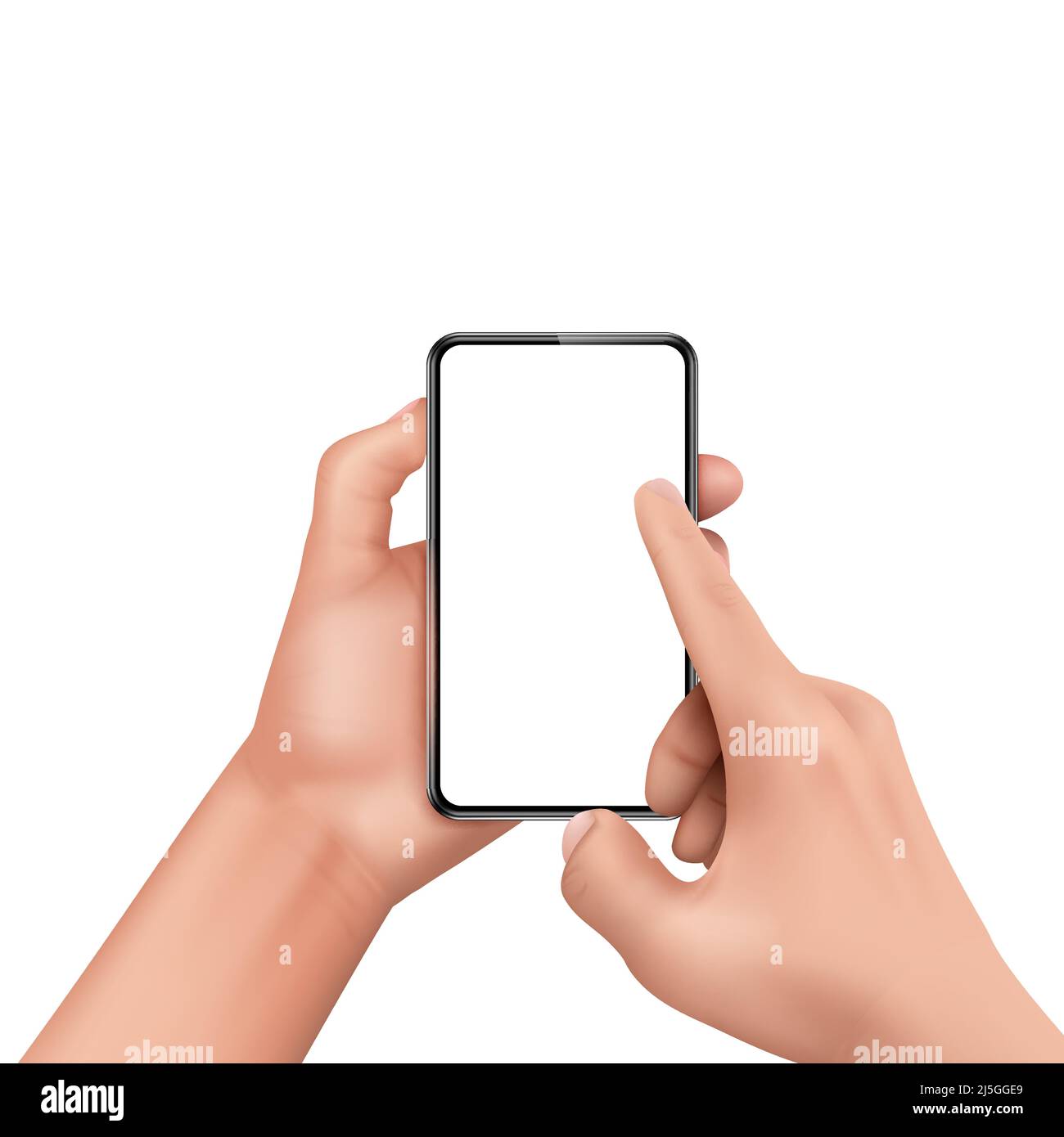 Vector 3d realistic human hand holding smartphone and touching screen ...
