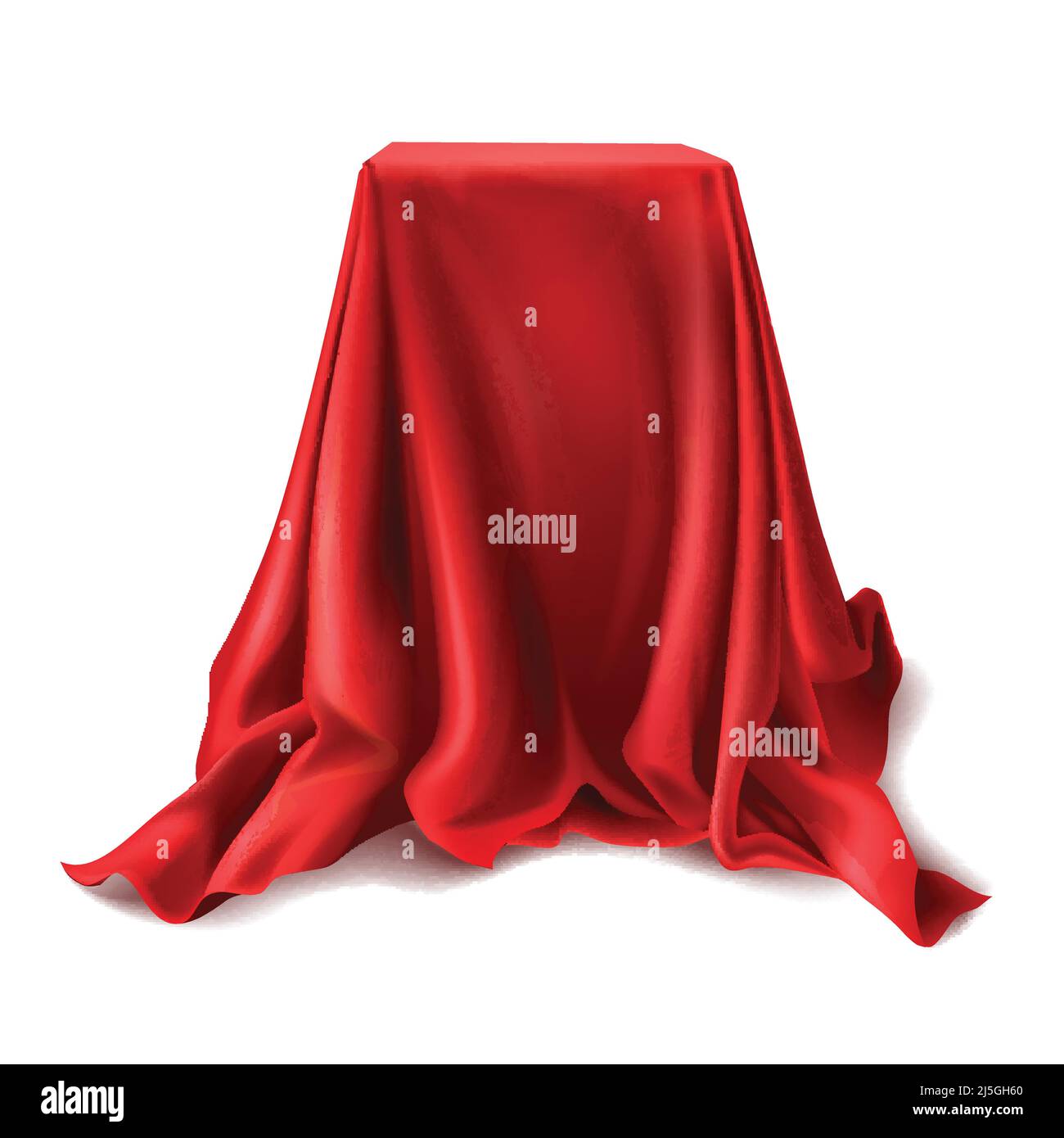 Vector realistic box covered with red silk cloth isolated on white ...