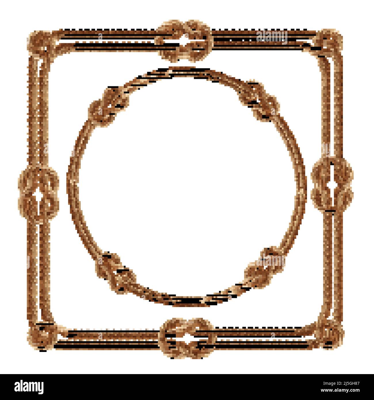 Vector 3d realistic square and round frames, made from fiber ropes ...