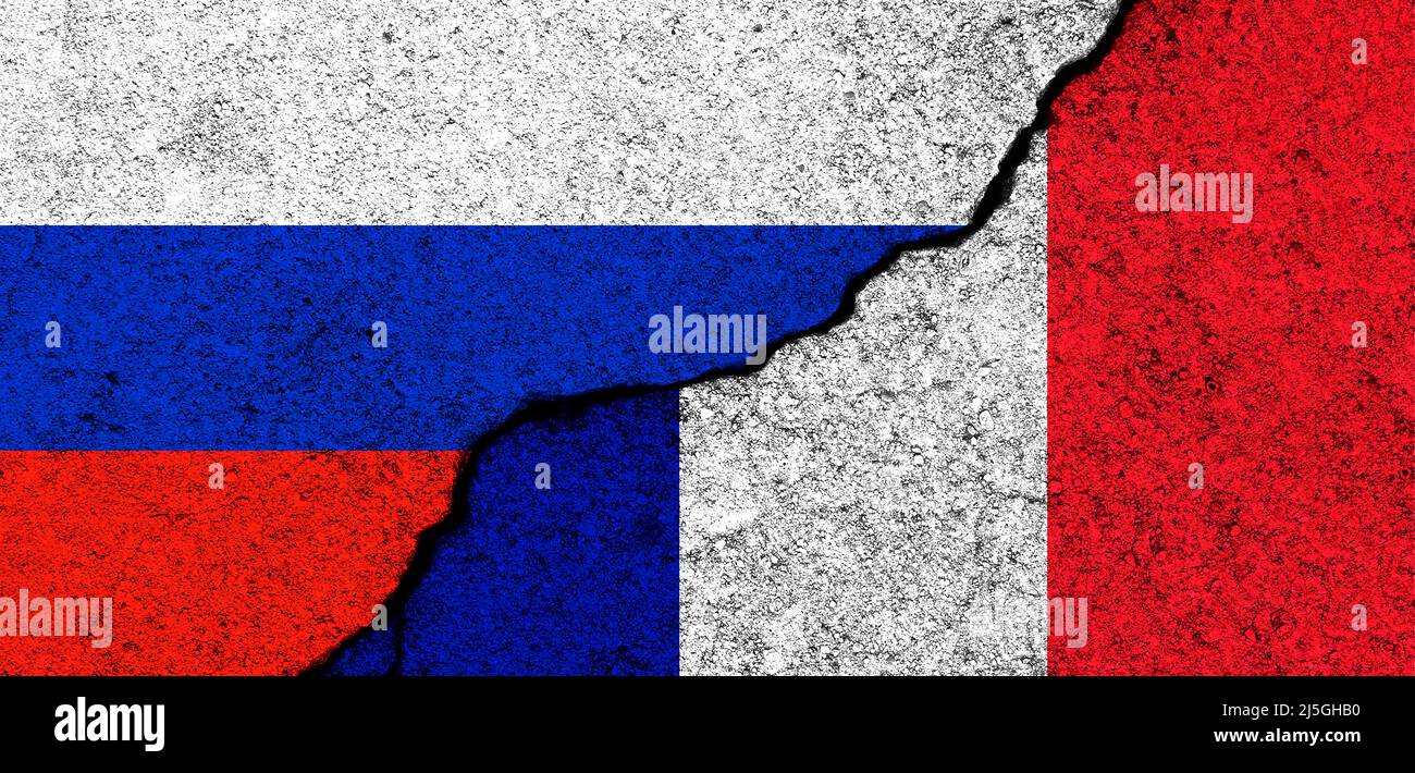 Russia and France flags background. Diplomacy and political, conflict ...