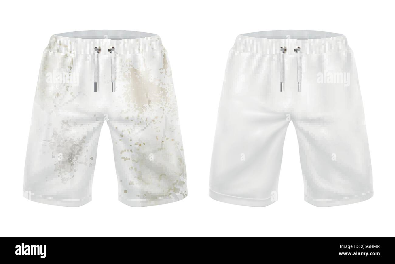 Pare of dirty and clean white shorts realistic vector isolated on white ...