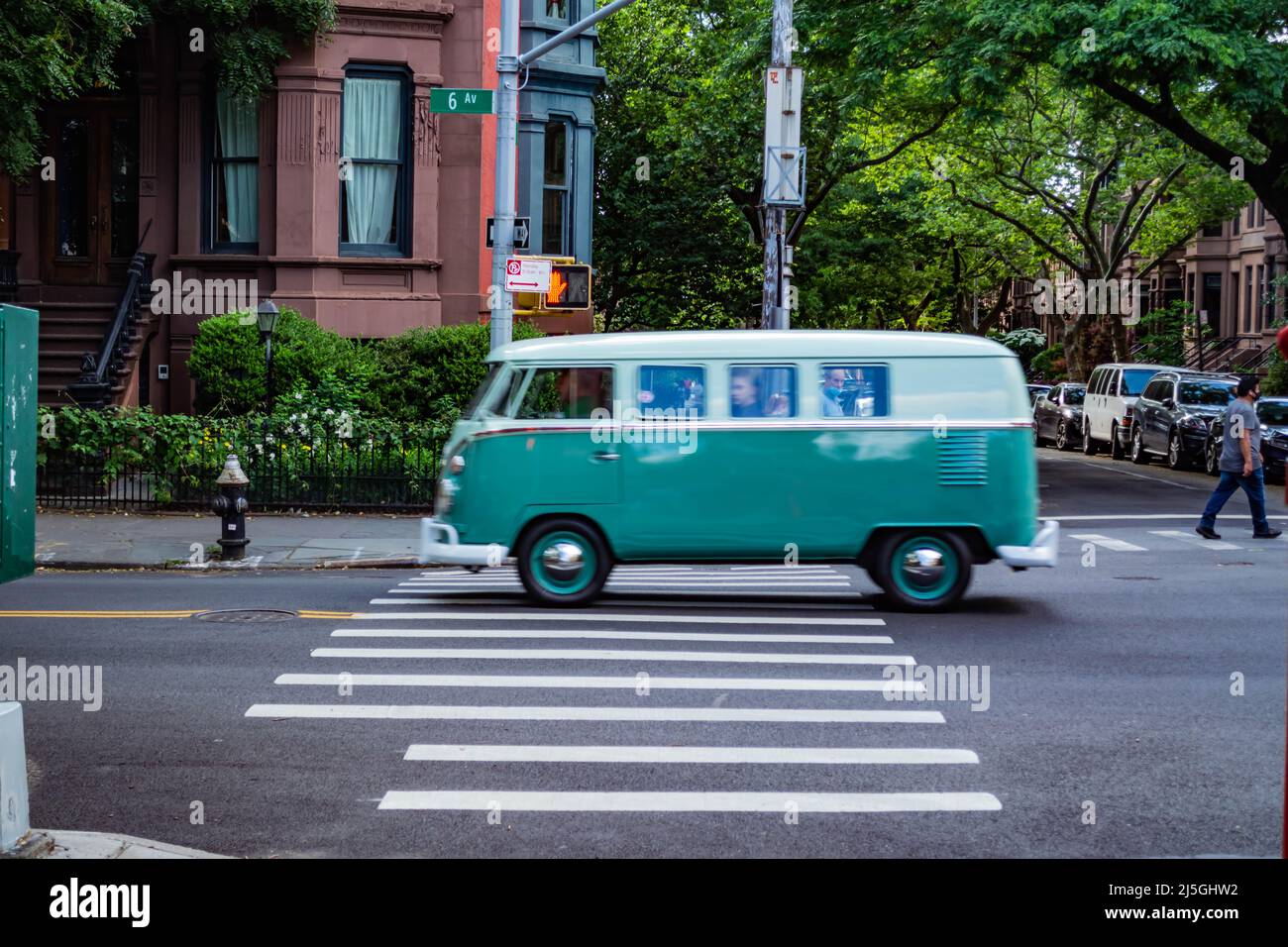 1992 Volkswagen Type 2 Kombi Bus seen passing by in the park slope area ...