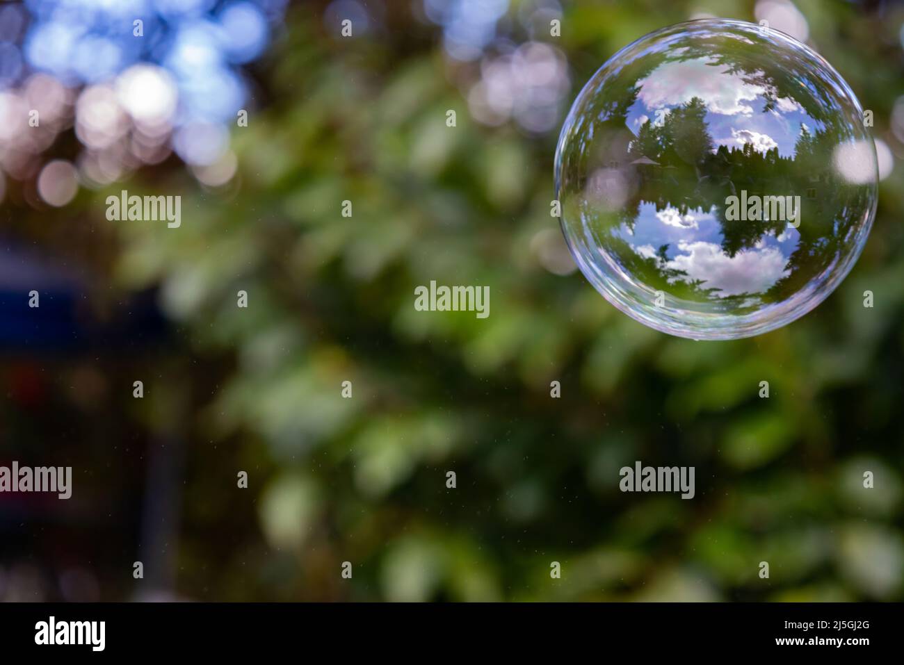 Huge bubble floats in the air during spring to show gorgeous moment ...