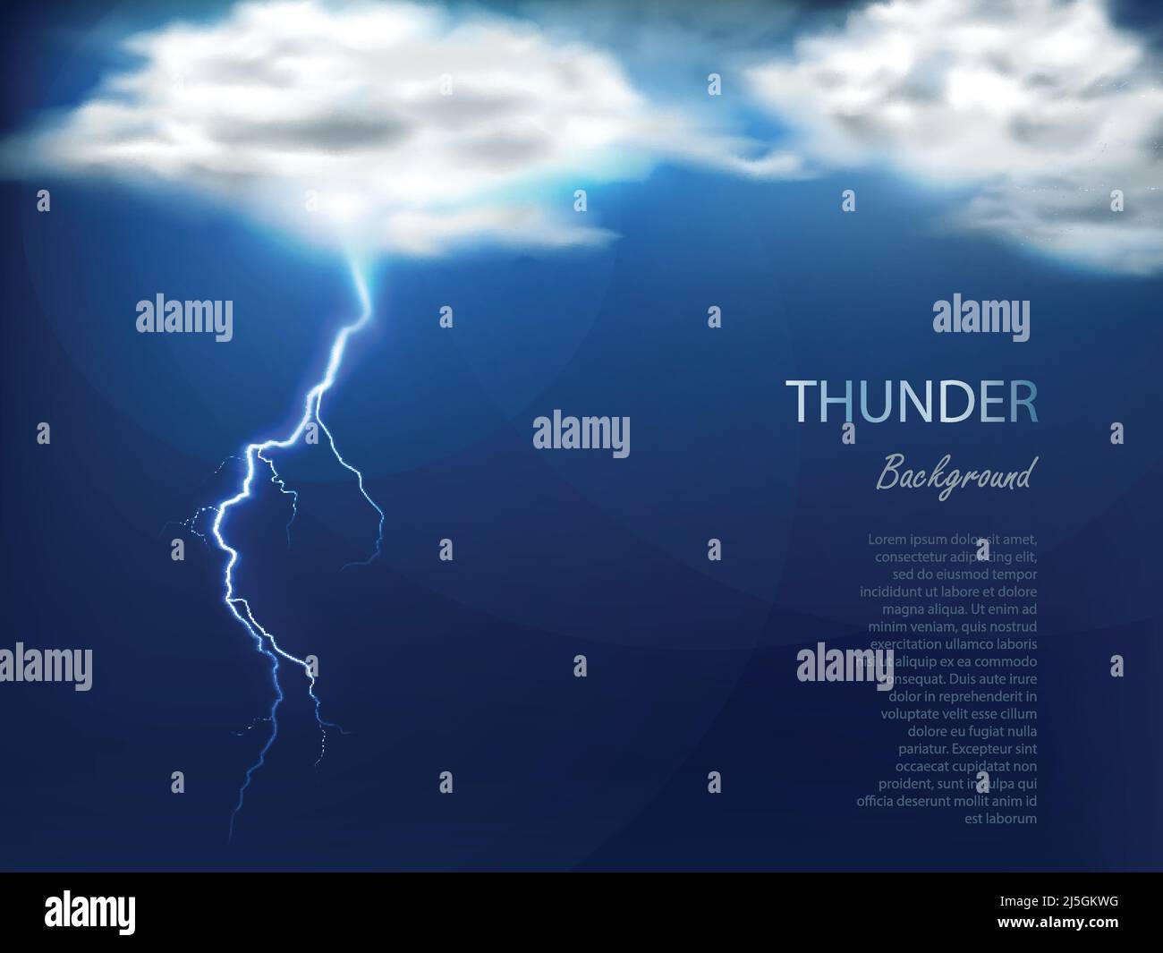 Banner, poster with transparent white clouds with a charge of lightning ...