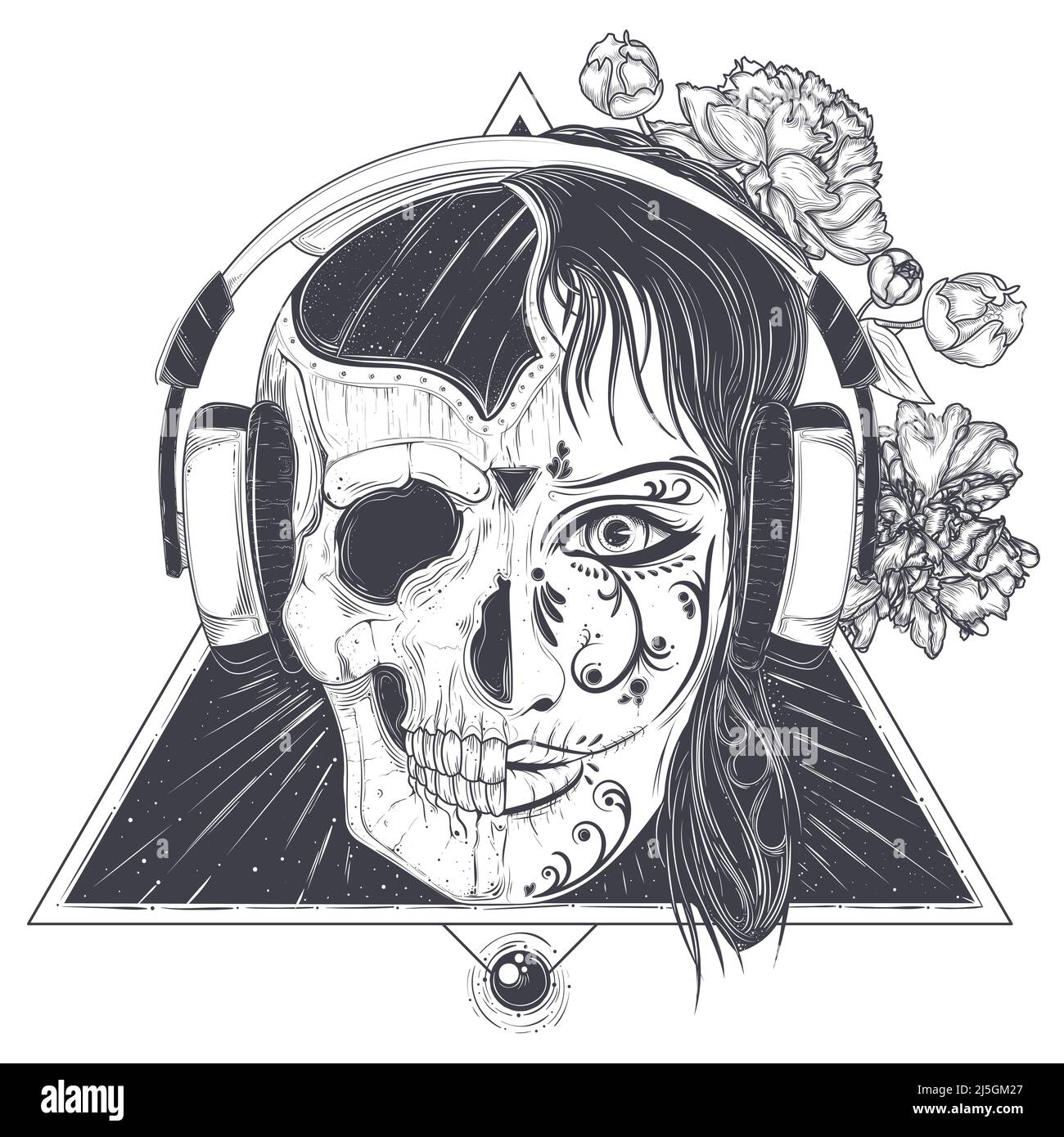 Portrait headphones woman in Stock Vector Images - Alamy