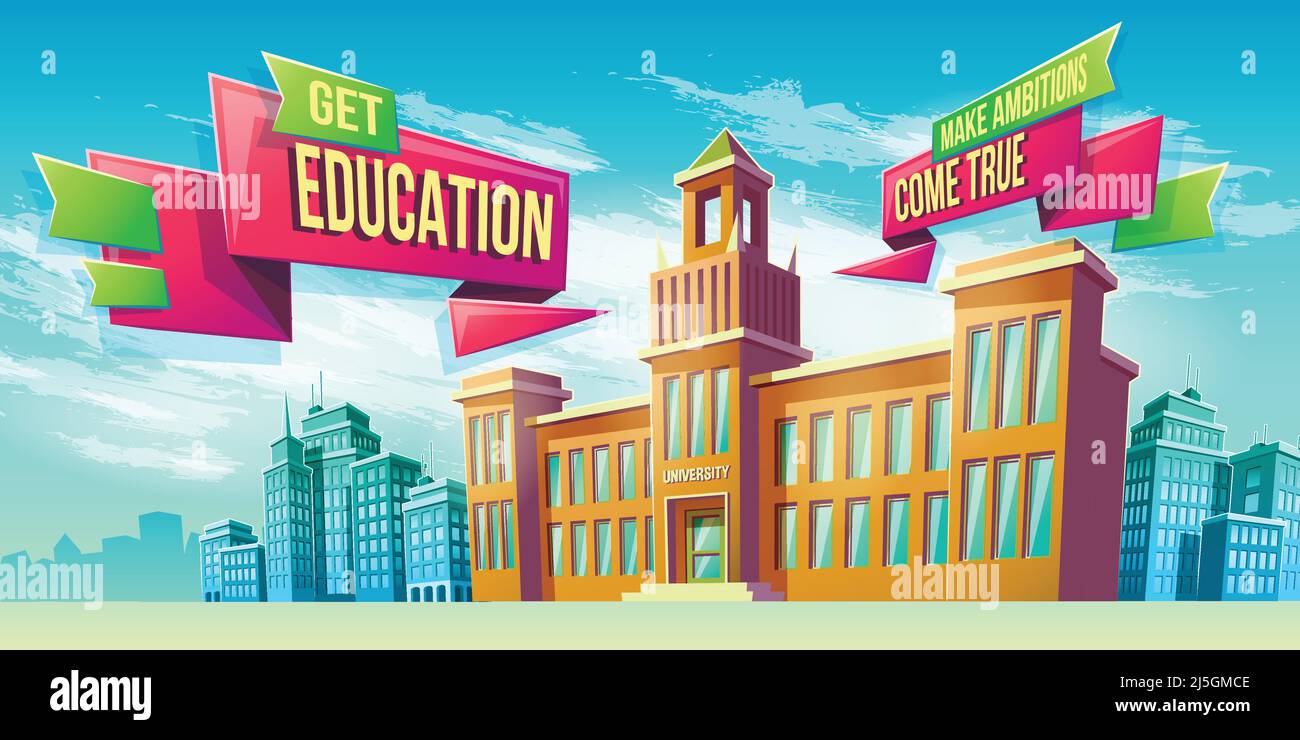 Vector cartoon illustration, banner, educational background with ...