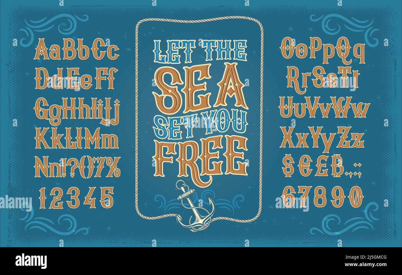 Vector retro white serif font, the Latin alphabet, numbers and symbols ...