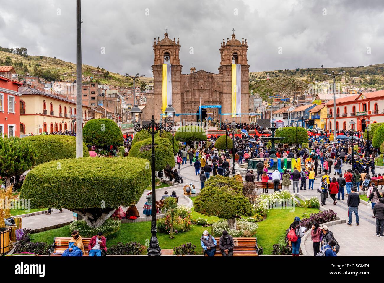 Local People Gather Outside The Cathedral For An Outdoor Mass During A ...