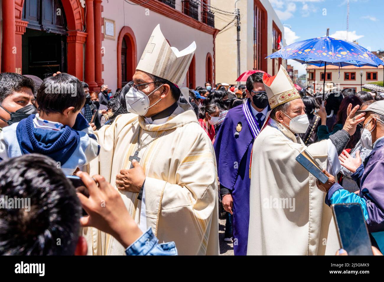 Catholic Priests Bless People In The Crowd After An Outdoor Mass In The ...