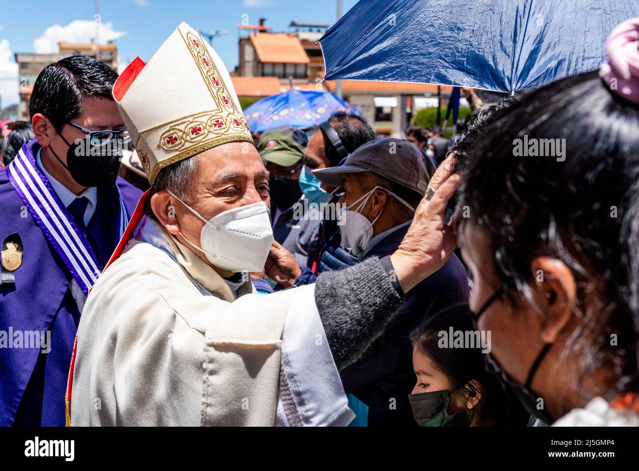 Catholic Priests Bless People In The Crowd After An Outdoor Mass In The ...