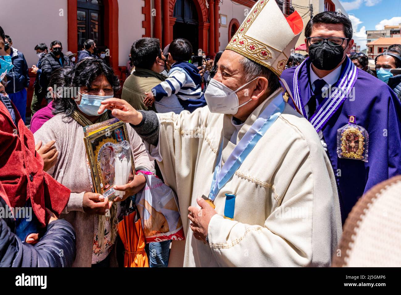 Catholic Priests Bless People In The Crowd After An Outdoor Mass In The ...