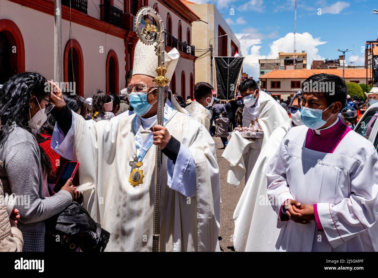 Catholic Priests Bless People In The Crowd After An Outdoor Mass In The ...