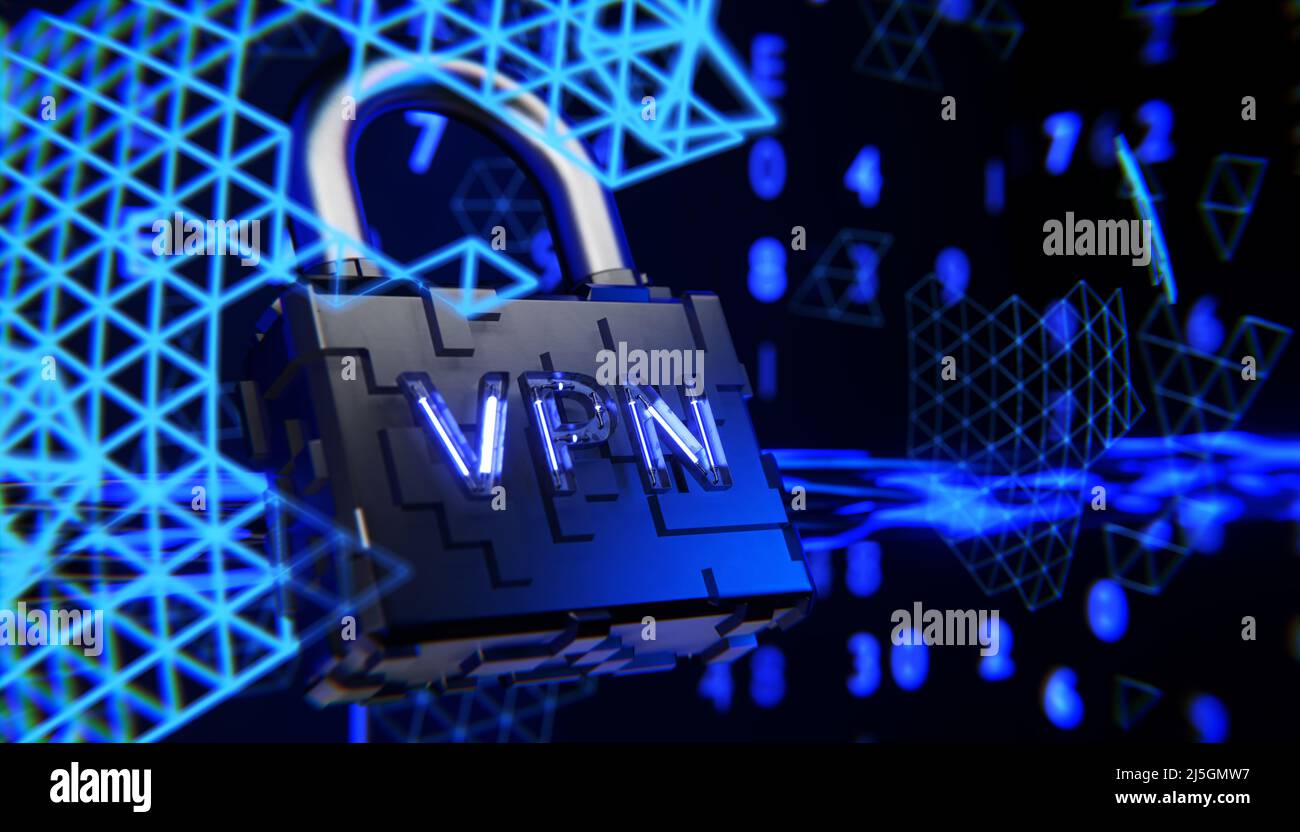 The concept of data protection technology using vpn. 3d render Stock ...