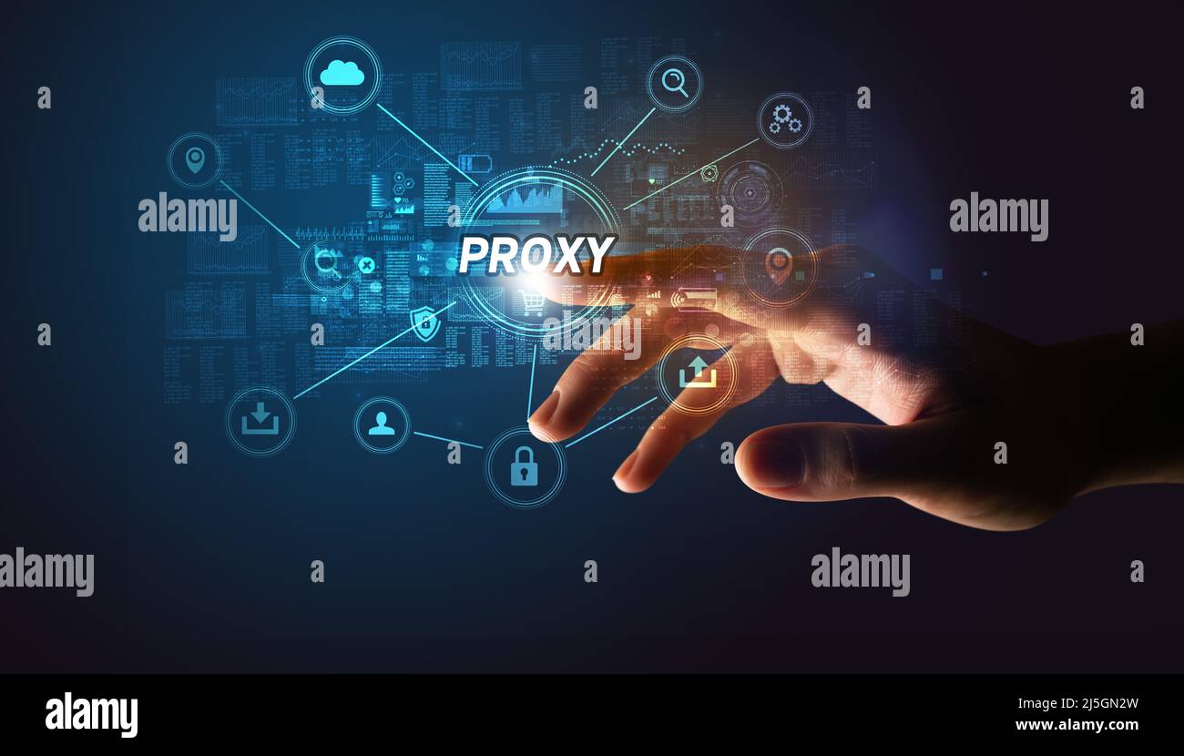 Hand touching cybersecurity button concept Stock Photo - Alamy