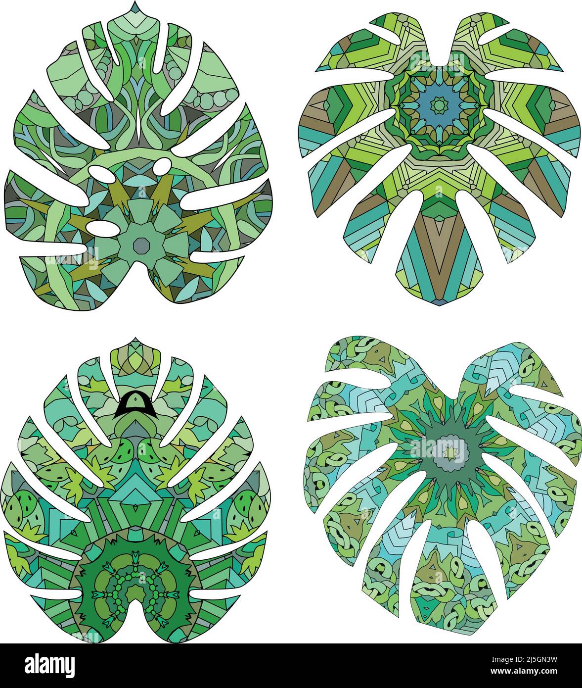 Monstera leaves zentangle styled with clean lines for t-shirt design ...