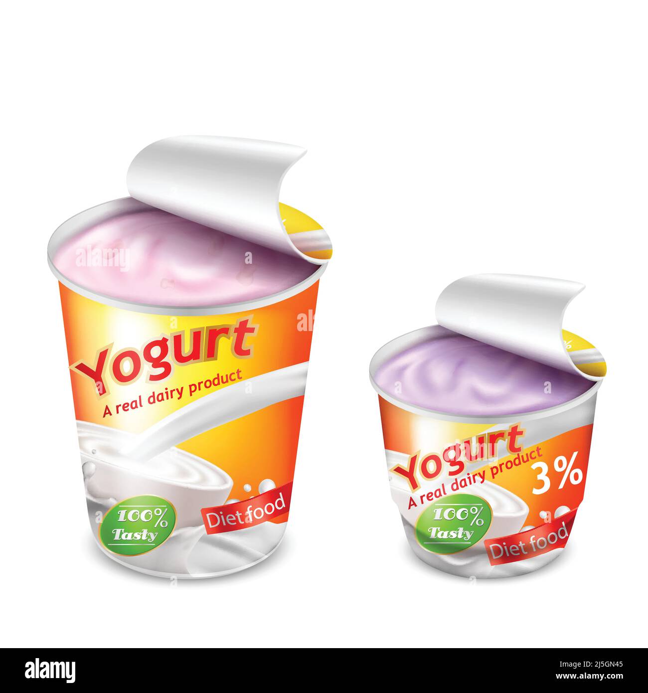 Vector 3D realistic packing for yogurt isolated on white background ...