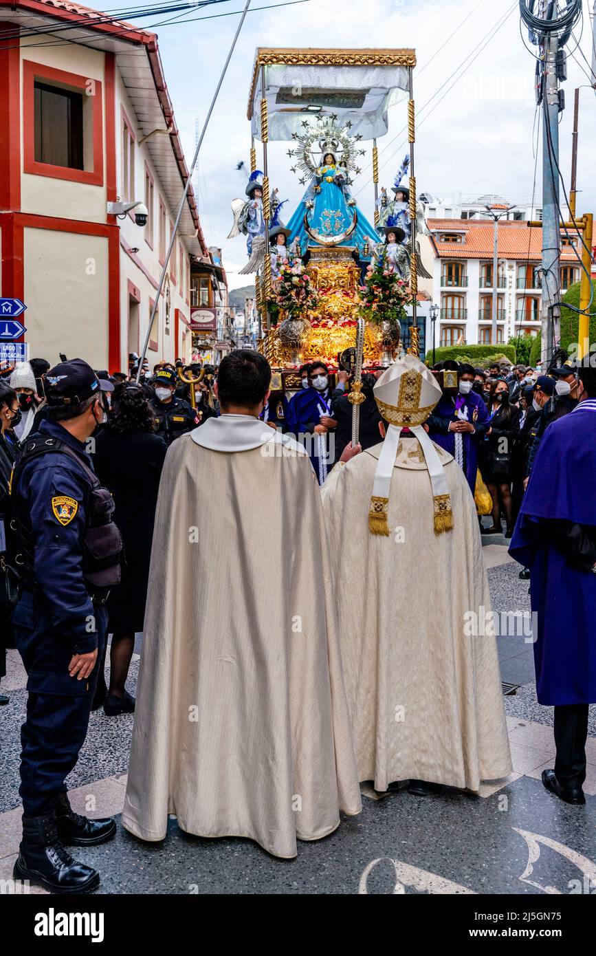 A Statue Of The Virgin Mary Is Carried Through The Streets Of Puno ...