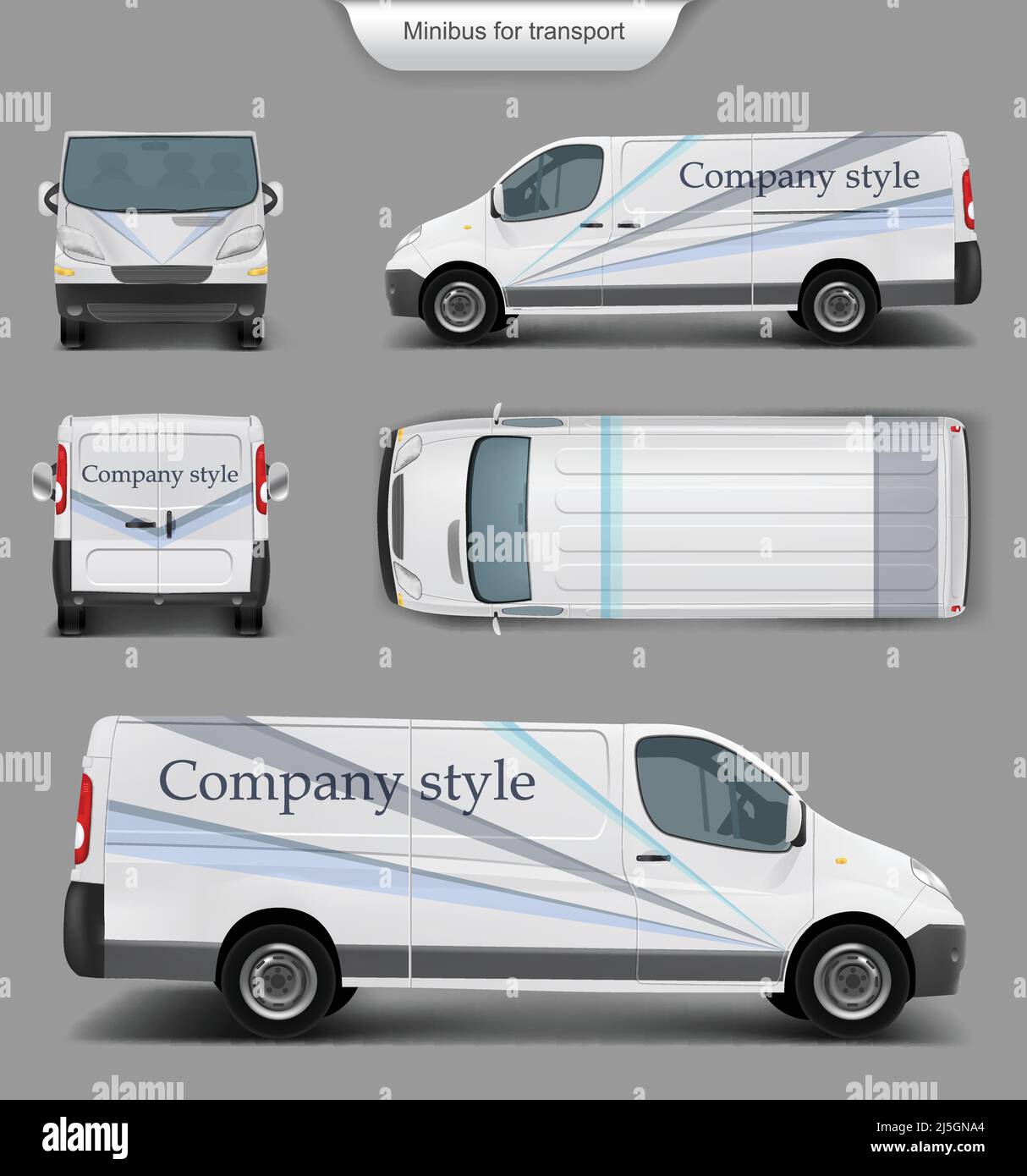 Vector realistic white delivery minivan, city minibus with company ...