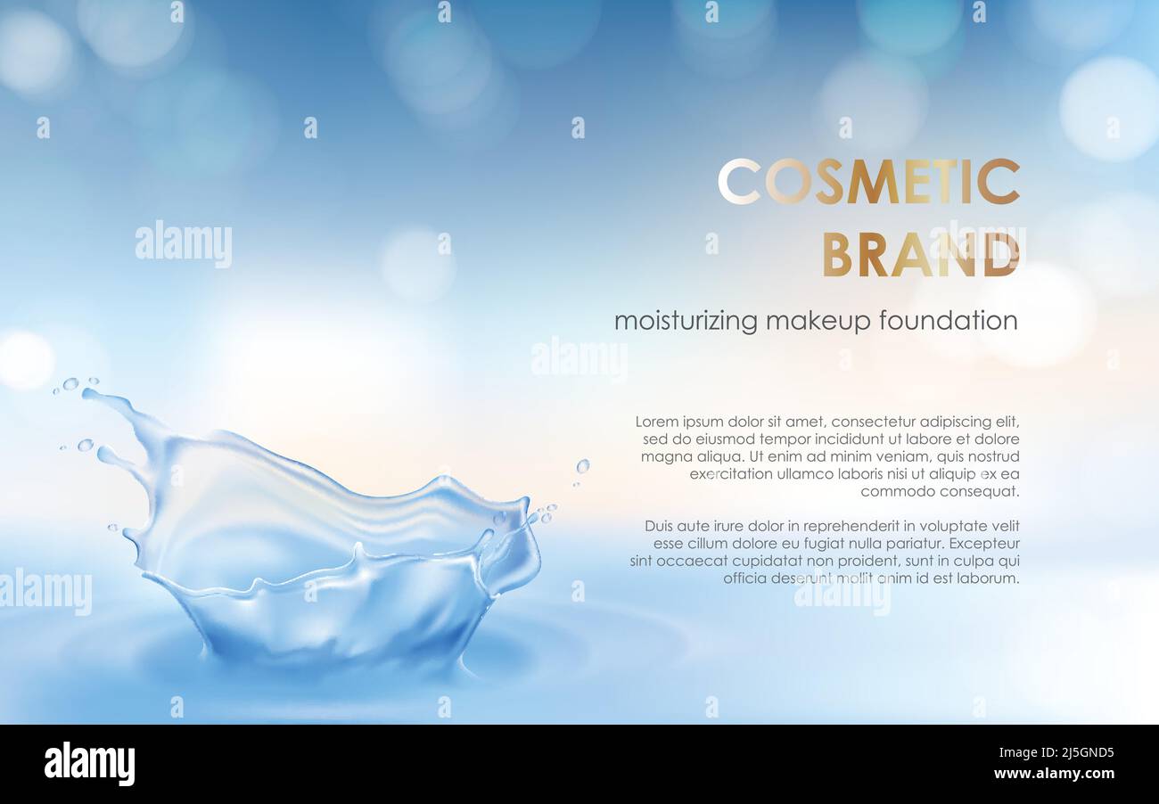 Advertising poster for moisturizing cosmetic product, light blue ...