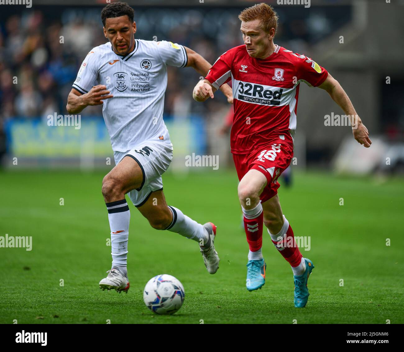 Swansea, UK. 23rd Apr, 2022. Duncan Watmore #18 of Middlesbrough in ...