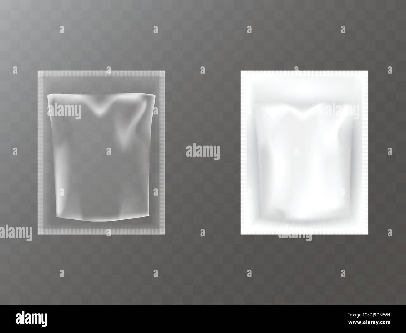 Transparent and white plastic or foil sachet isolated realistic vector ...