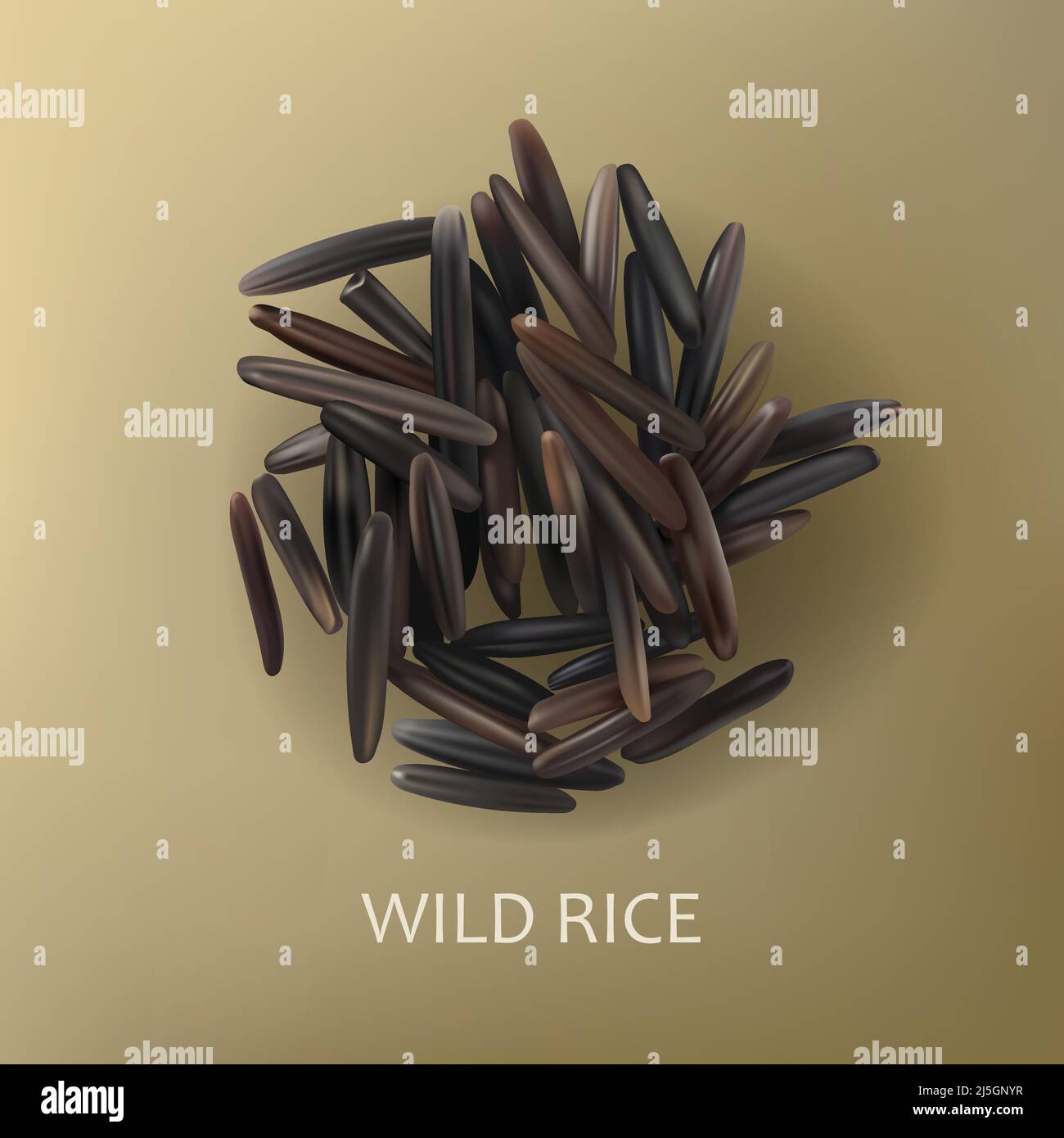 Grains of wild black rice, isolated on a brown background, realistic ...