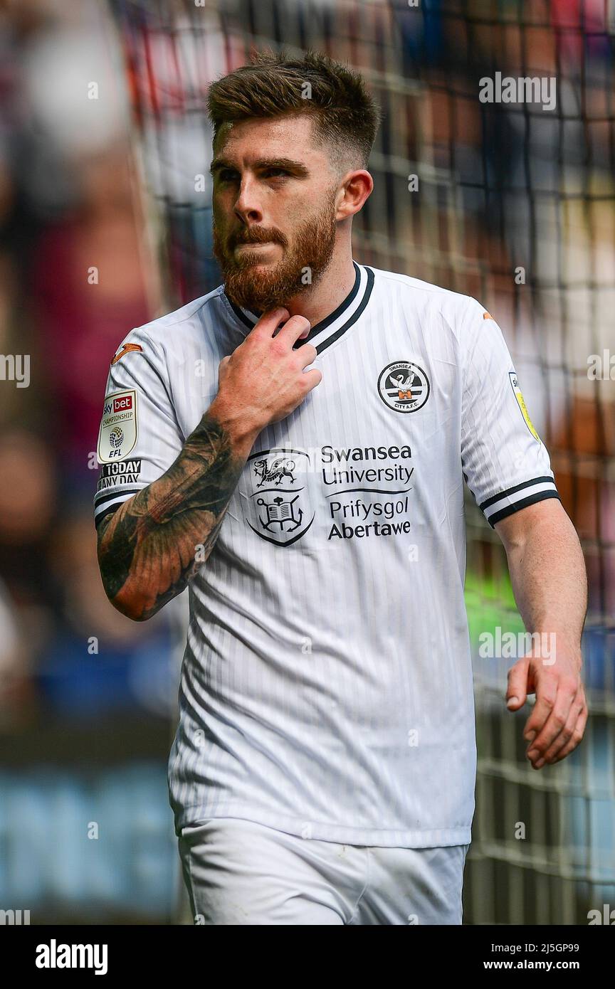 Ryan Manning #3 of Swansea City leaving the pitch following his ...