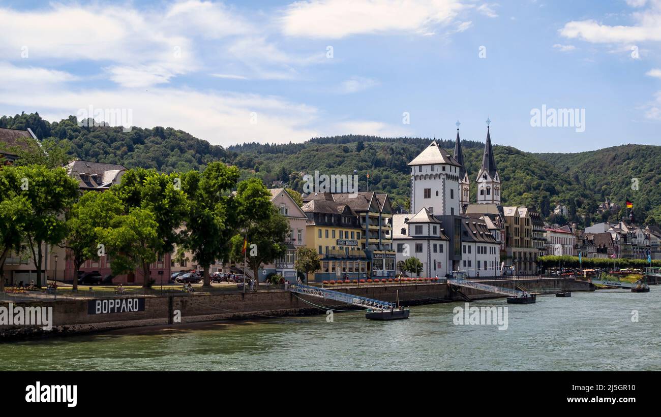 BOPPARD, GERMANY - JULY 06, 2019: Panorama view of the town of Boppard ...