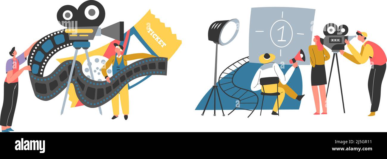 Director filming movies, cinematography vector Stock Vector Image & Art ...