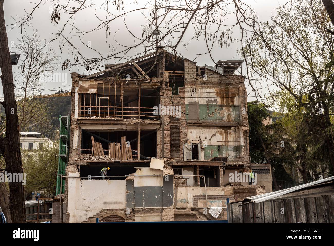 old abandoned building apocalypse background Stock Photo - Alamy