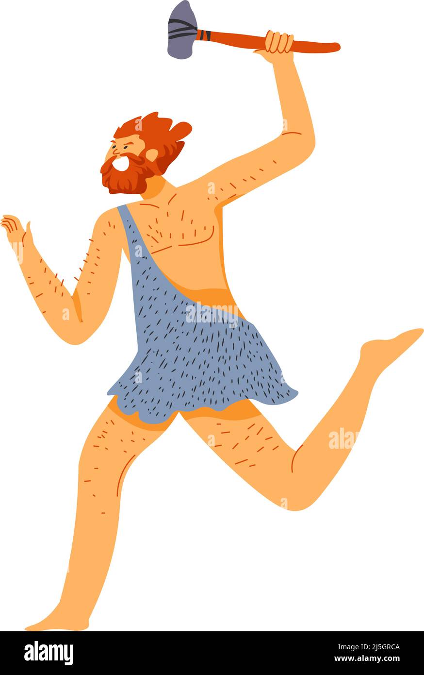 Caveman with stone axe, ancient people hunter Stock Vector Image & Art ...