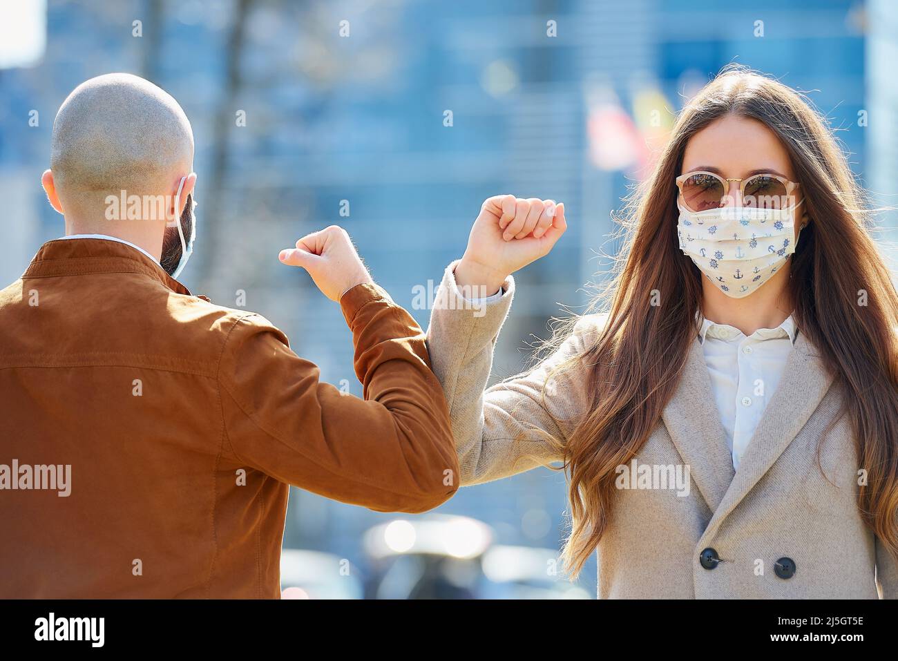 Closeup elbow bump hi-res stock photography and images - Alamy