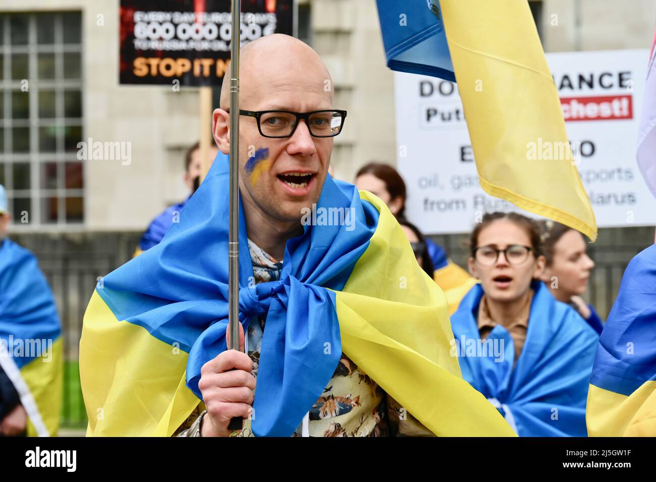 London, UK. Members of the Ukrainian community attended a rally ...