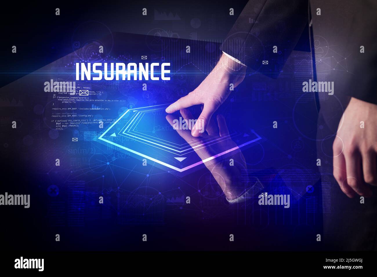 Hand touching digital table concept Stock Photo - Alamy