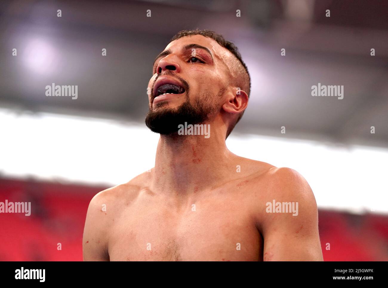 Stefan Nicolae during his Junior Lightweight fight against Kurt Walker at Wembley Stadium ...