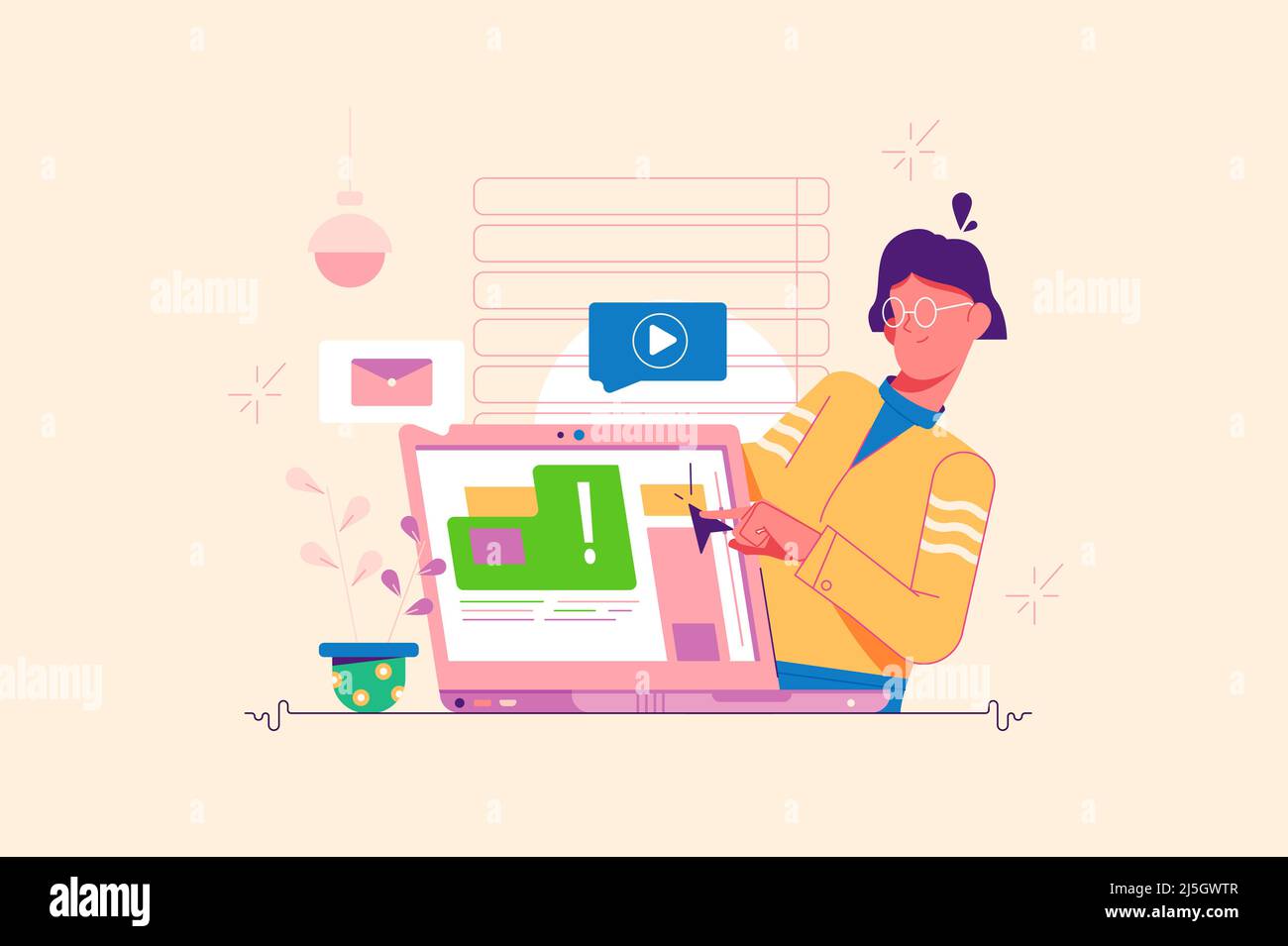 Woman digital device internet Stock Vector Images - Alamy