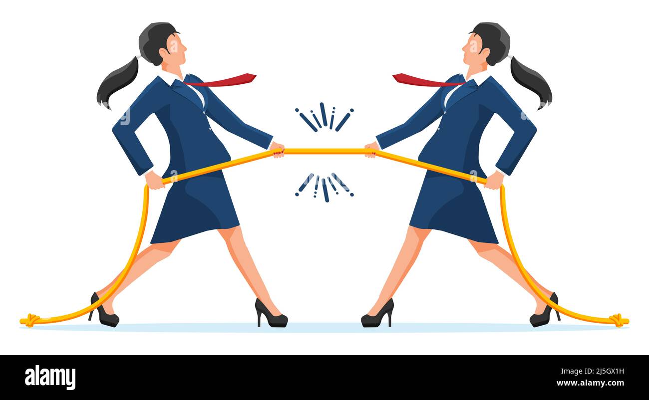 Two young women pulling rope hi-res stock photography and images - Alamy