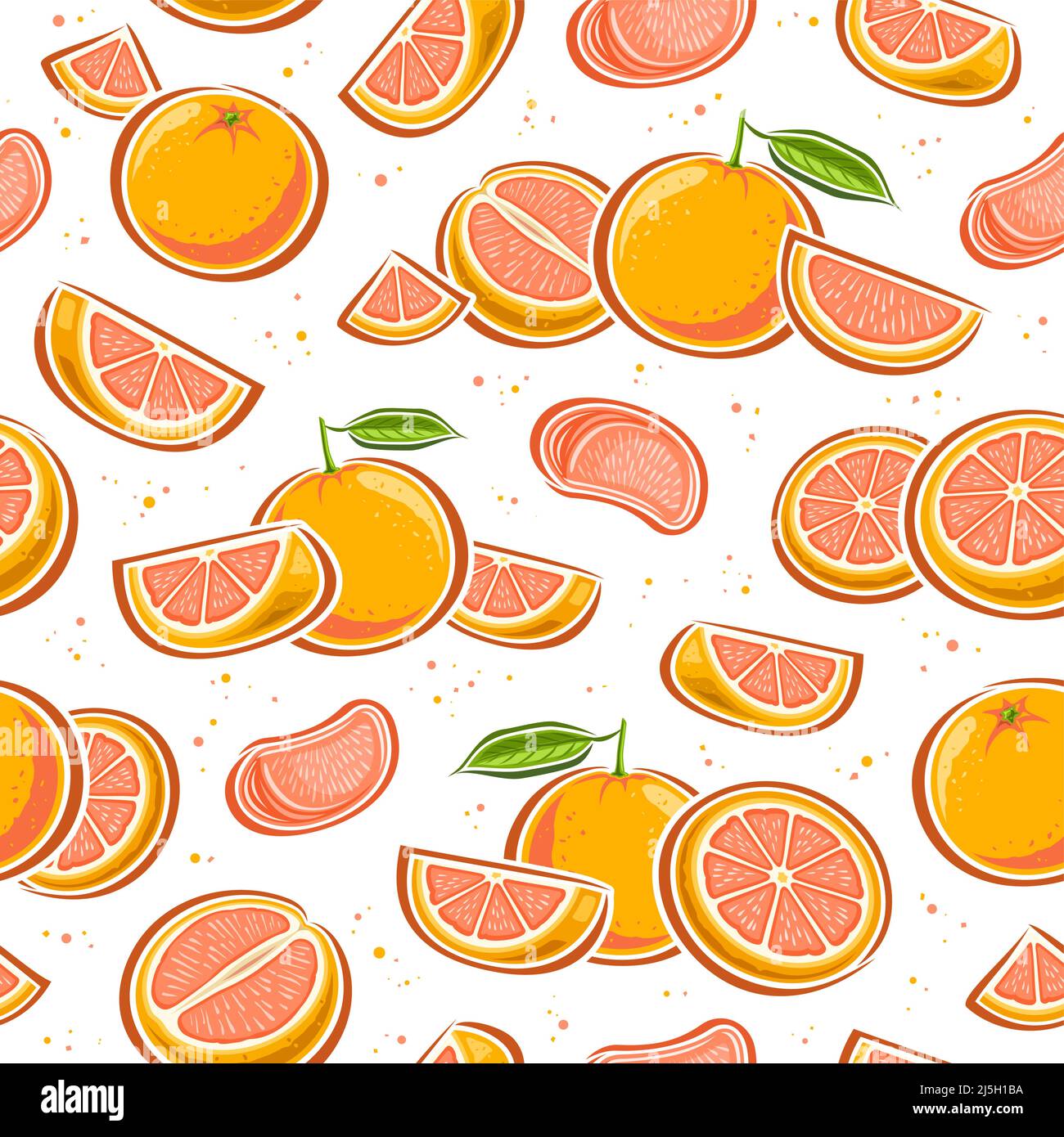Vector Grapefruit seamless pattern, repeating background with set of cut out illustrations still ...